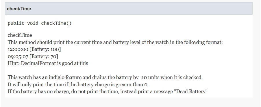 Solved check Time public void checkTime() checkTime This | Chegg.com