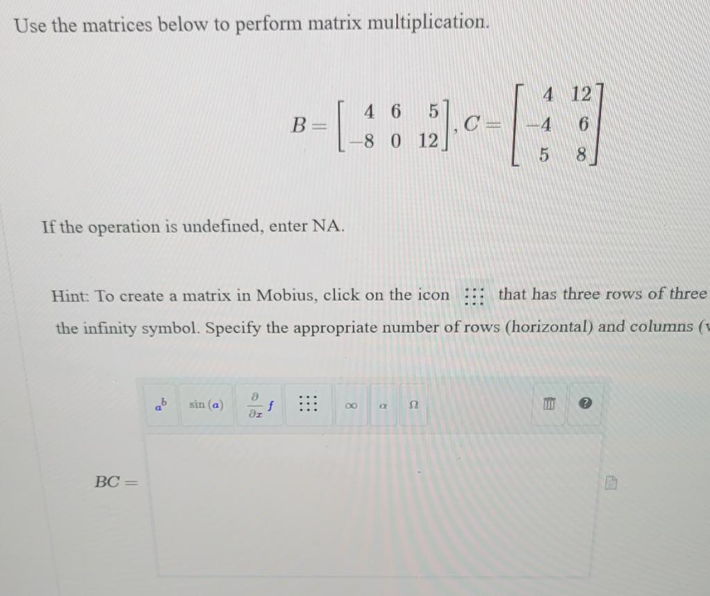 Solved Use the matrices below to perform matrix | Chegg.com