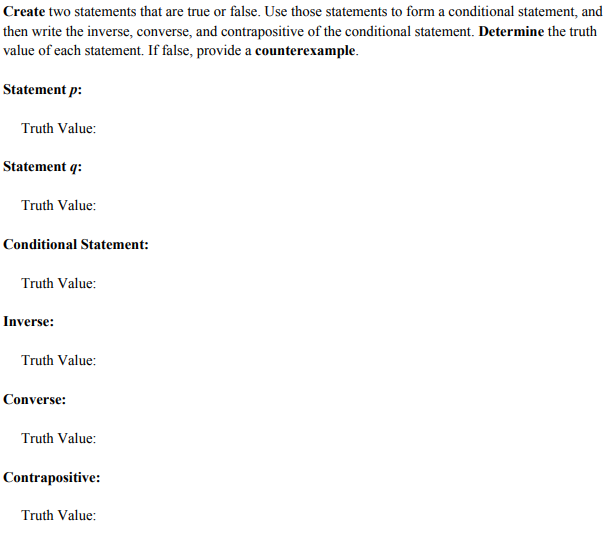 Solved Create two statements that are true or false. Use | Chegg.com