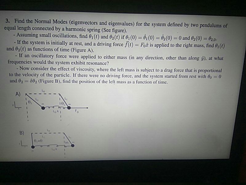 Solved Find the Normal Modes (eigenvectors and eigenvalues) | Chegg.com