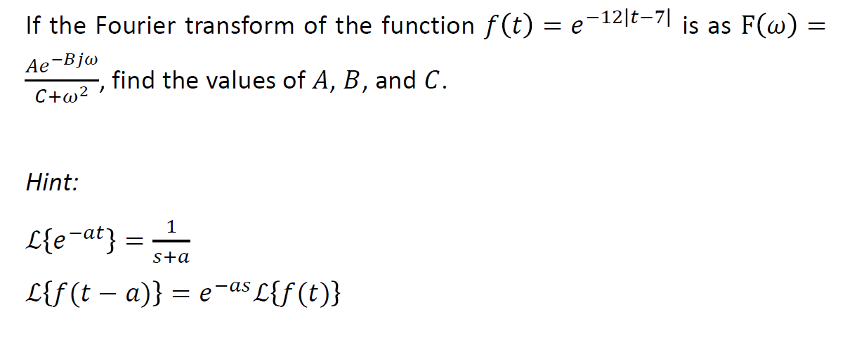 Solved If the Fourier transform of the function | Chegg.com