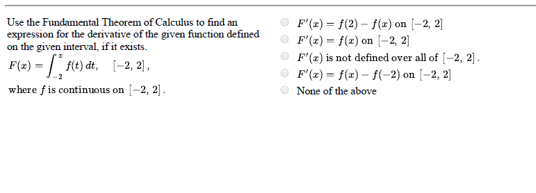 Solved Use the Fundamental Theorem of Calculus to find anF() | Chegg.com