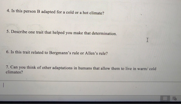 Solved Exercise 4: Bergmann's and Allen's Rules Examine the | Chegg.com