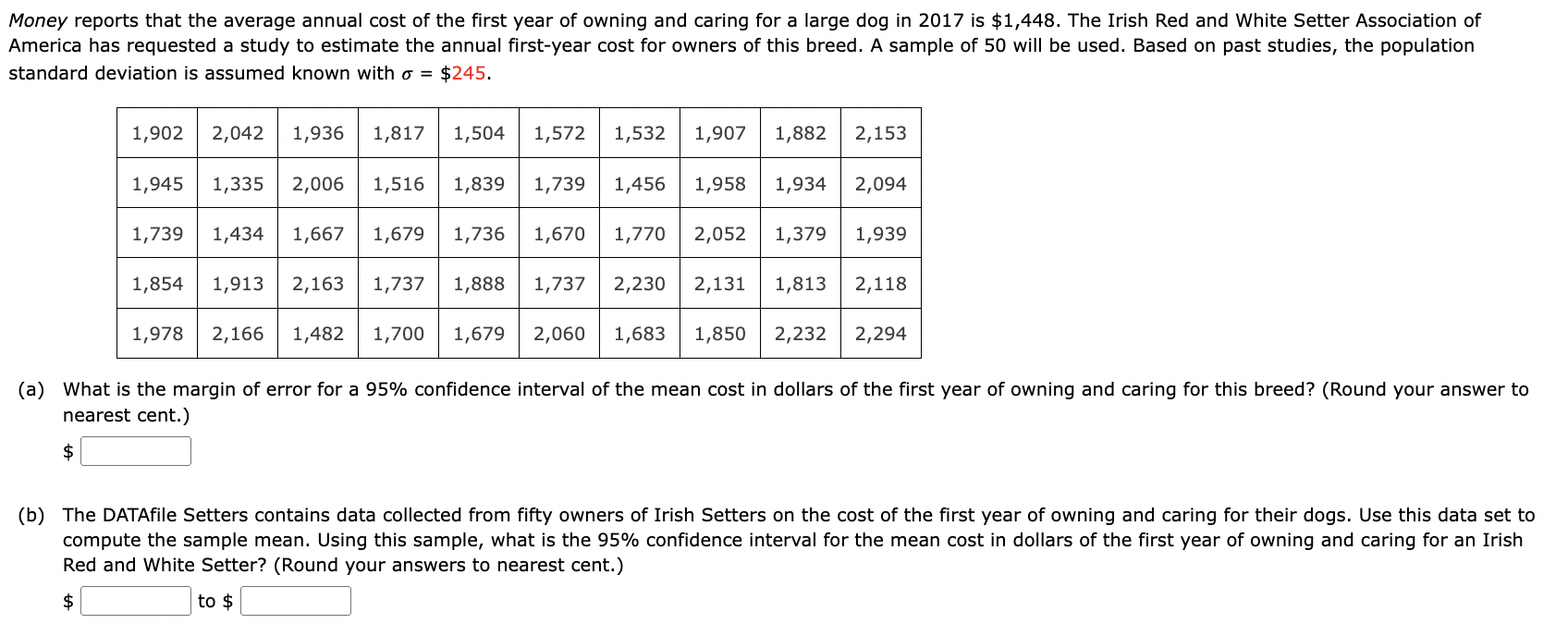 Solved Money reports that the average annual cost of the | Chegg.com Solved Money reports that the average annual cost of the | Chegg.com