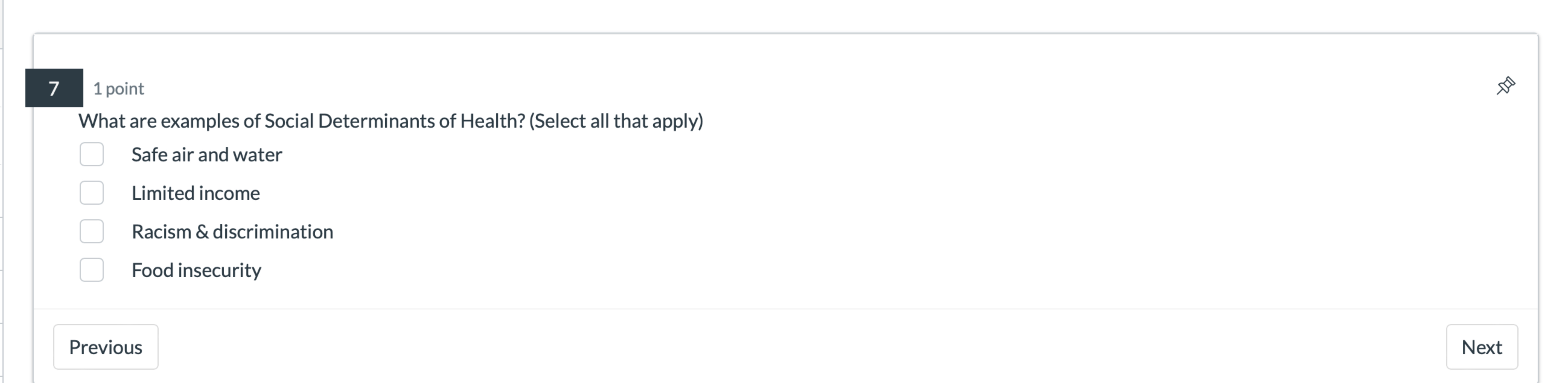 Solved 71 ﻿pointWhat are examples of Social Determinants of | Chegg.com