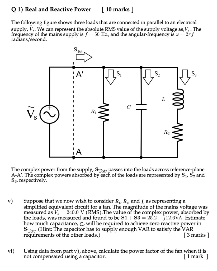 Solved Q1) Real and Reactive Power [ 10 marks ] The | Chegg.com