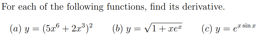 For each of the following functions, find its | Chegg.com