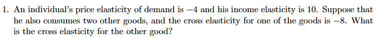 Solved An individual's price elasticity of demand is -4 ﻿and | Chegg.com