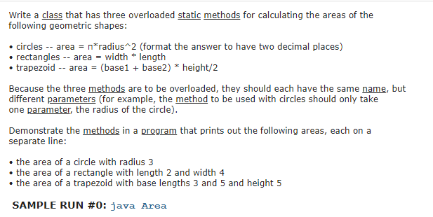 Solved Write A Class That Has Three Overloaded Static 
