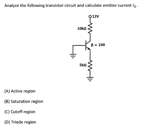 Solved Analyze the following transistor circuit and | Chegg.com