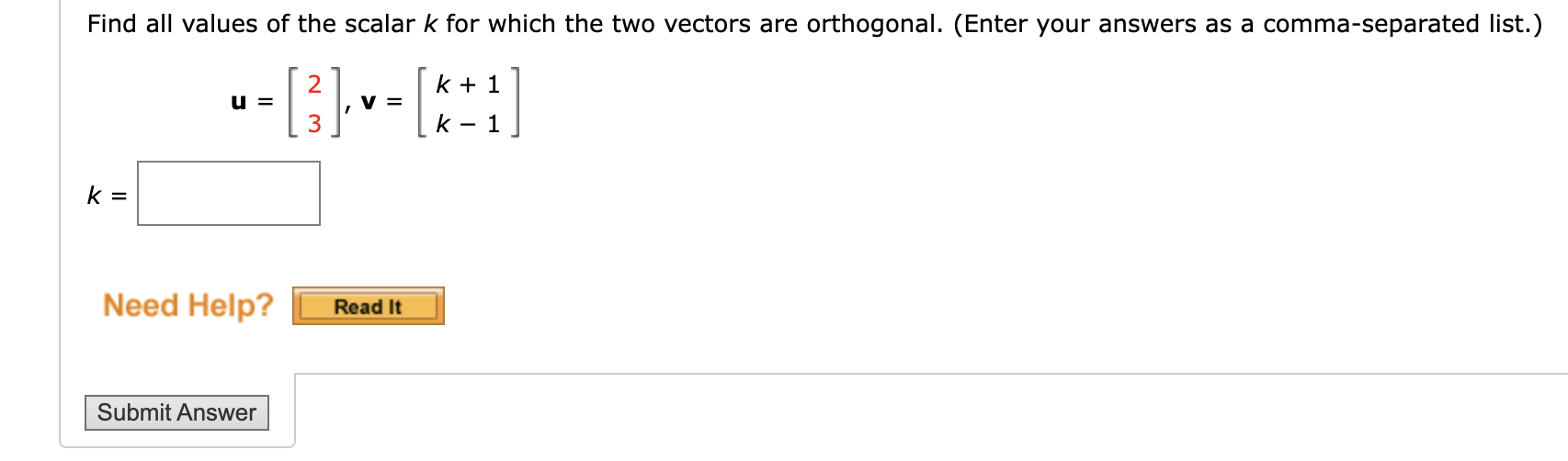 Solved Consider the vectors u and v.[Find all values of the | Chegg.com