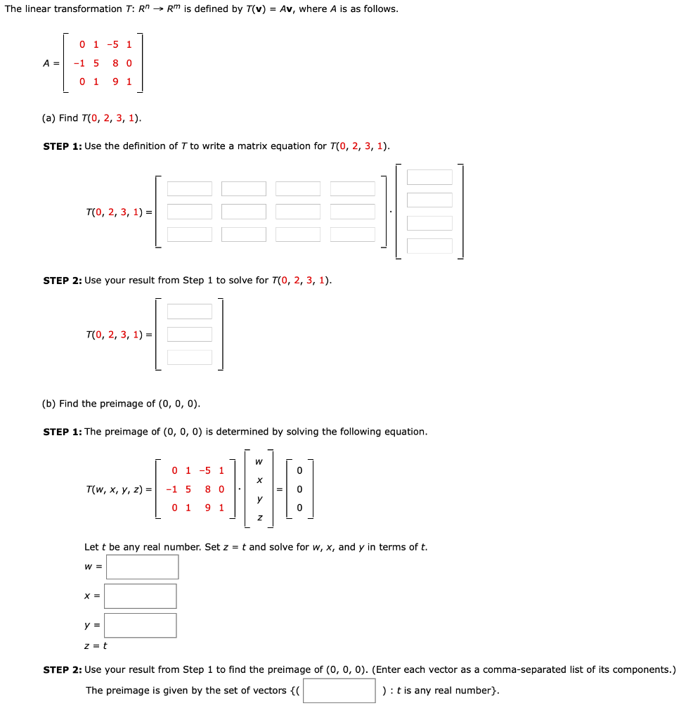 Solved The linear transformation T: RM → RM is defined by | Chegg.com