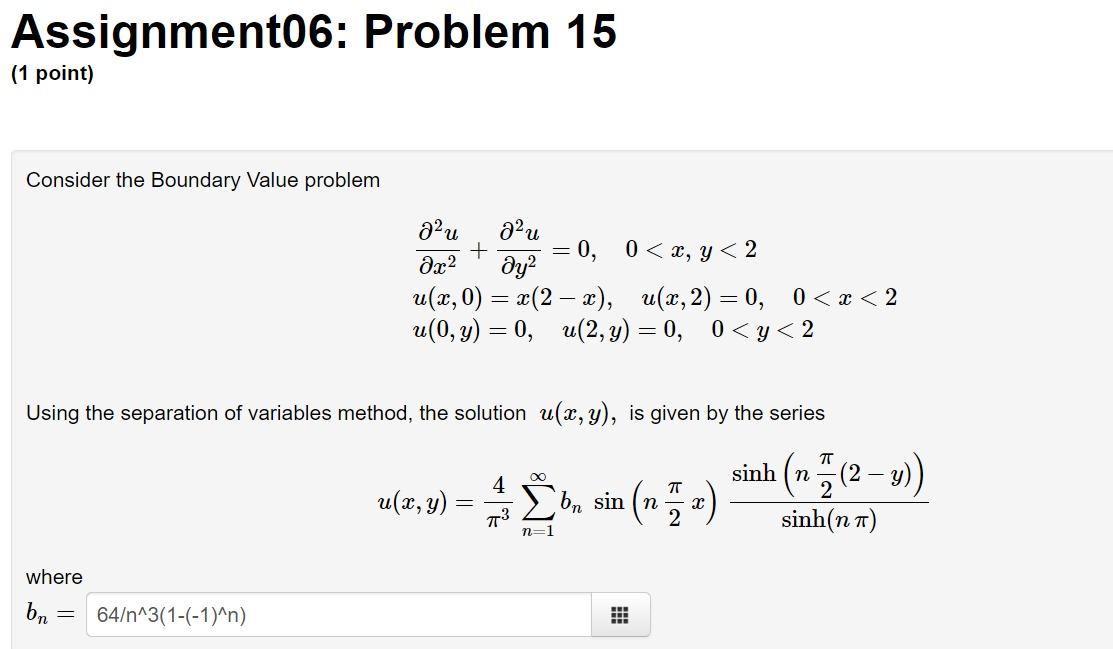 Solved Assignment06: Problem 15 (1 point) Consider the | Chegg.com