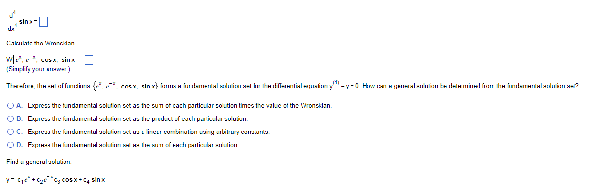 Solved Using the Wronskian, verify that the given functions | Chegg.com