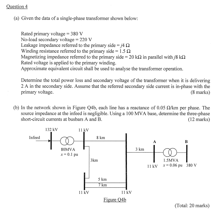 Solved (a) Given the data of a single-phase transformer | Chegg.com