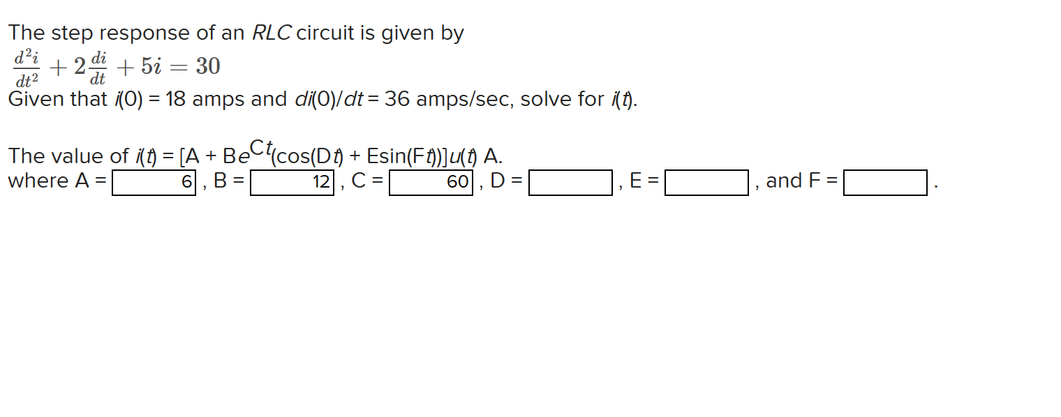 Solved The step response of an RLC circuit is given by | Chegg.com