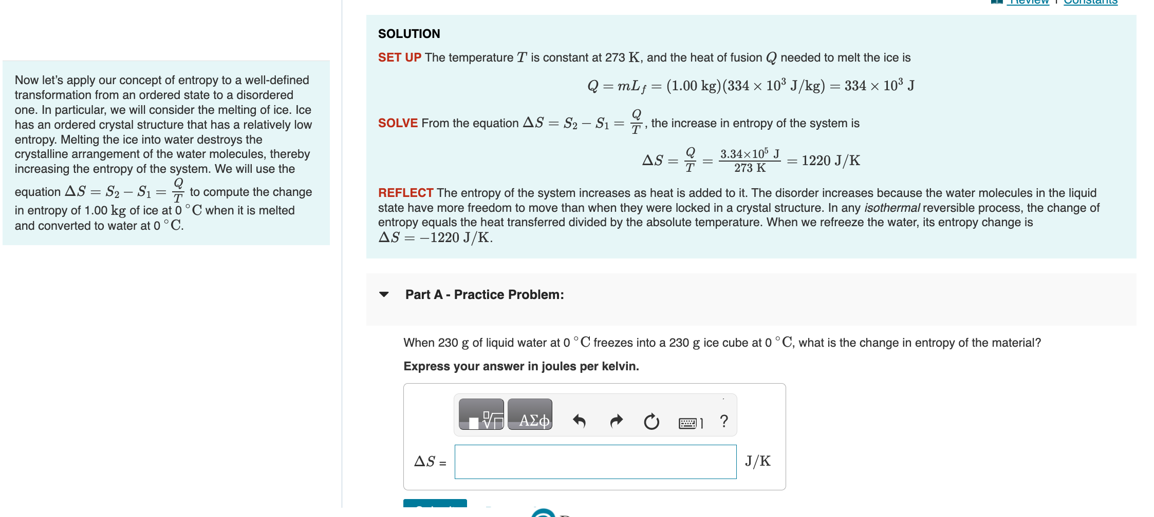 Solved SOLUTION SET UP The temperature T is constant at 273 | Chegg.com