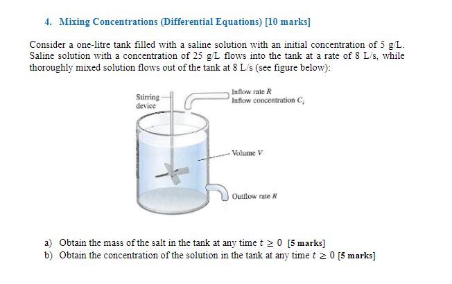 Solved Mixing Concentrations (Differential Equations) [10 | Chegg.com