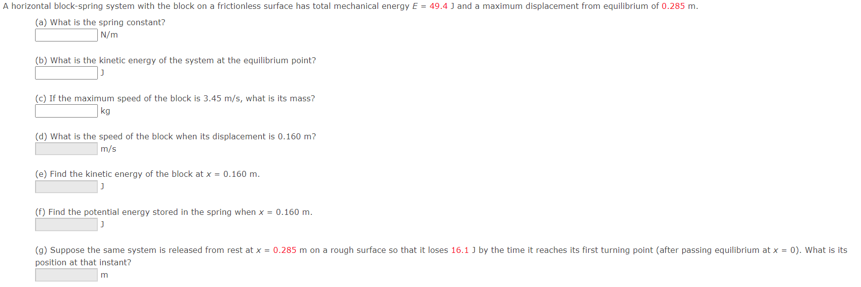 Solved A horizontal block-spring system with the block on a | Chegg.com