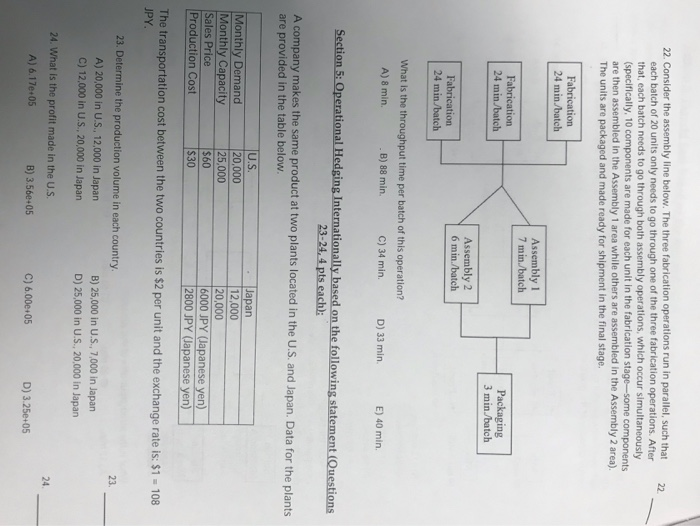 Solved 22 22. Consider the assembly line below. The three | Chegg.com