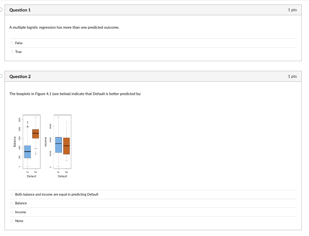 Solved Question 4 1pts Consider the following logistic | Chegg.com
