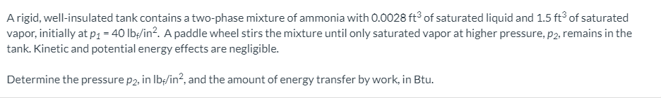 Solved A rigid, well-insulated tank contains a two-phase | Chegg.com