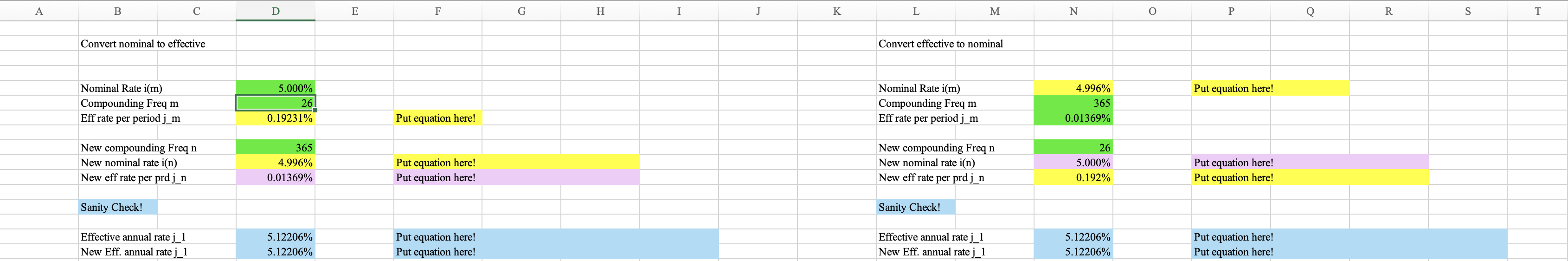 Solved Construct a spreadsheet to convert a nominal interest | Chegg.com