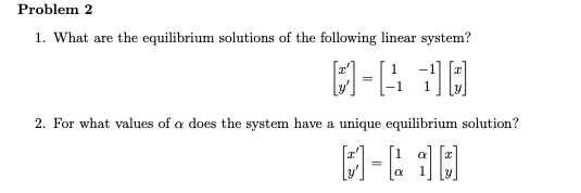 Solved Problem 2 1. What are the equilibrium solutions of | Chegg.com