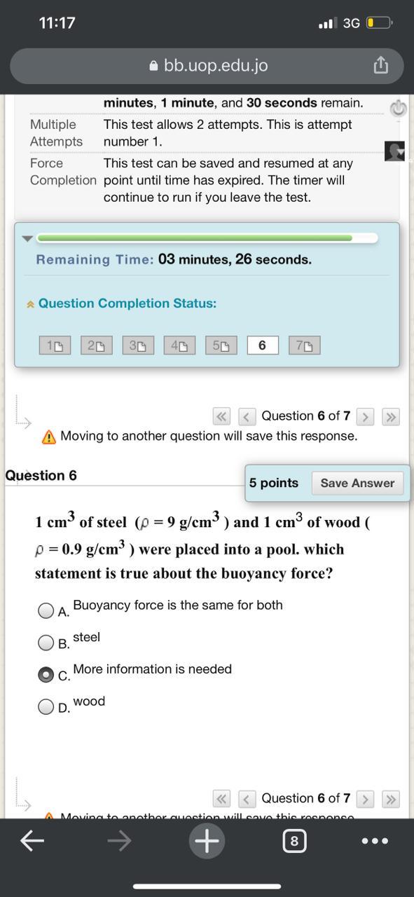 Solved 11:17 Il 3G bb.uop.edu.jo A minutes, 1 minute, and 30 | Chegg.com