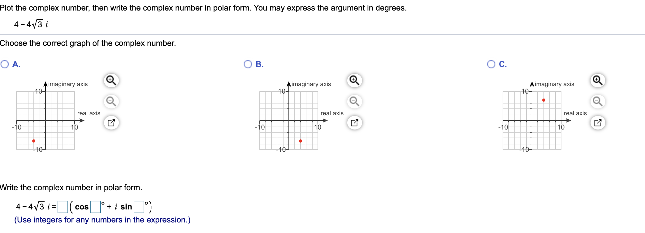 Solved Plot the complex number, then write the complex | Chegg.com