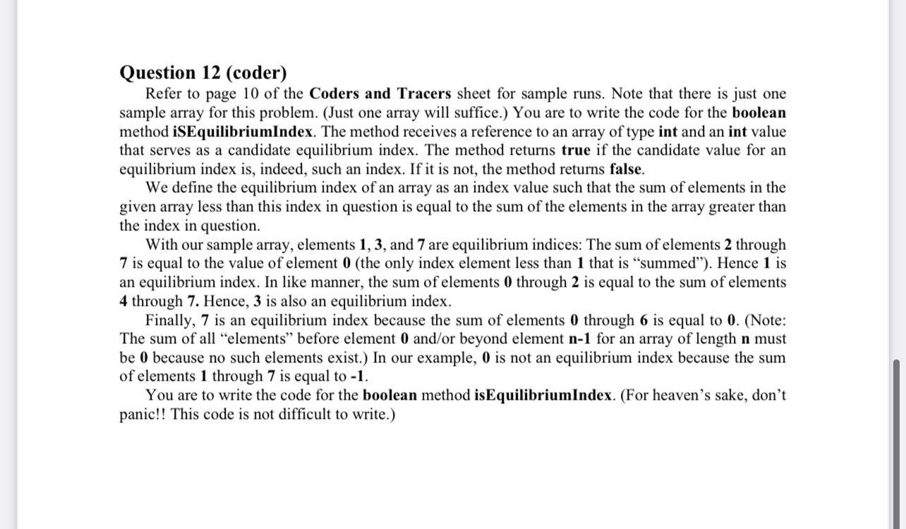 Solved Question 12 (coder) Refer to page 10 of the Coders | Chegg.com