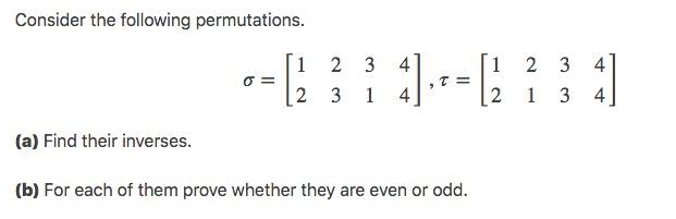 Solved Consider the following permutations. | Chegg.com