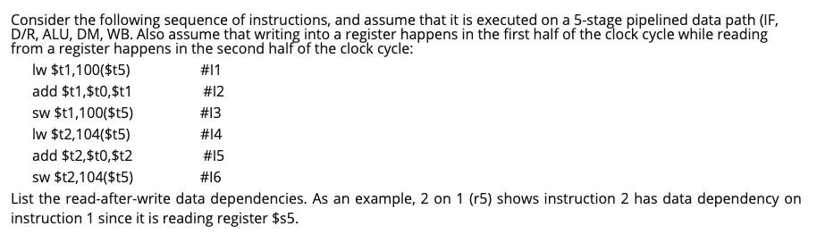Solved Consider the following sequence of instructions, and | Chegg.com