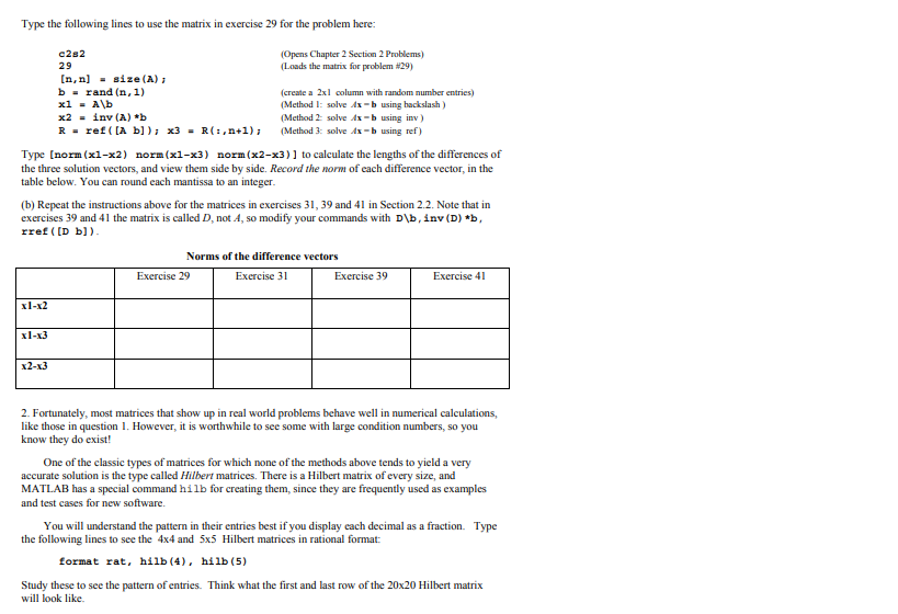 MATLAB Project: Using Backslash to Solve Ax-b Name | Chegg.com