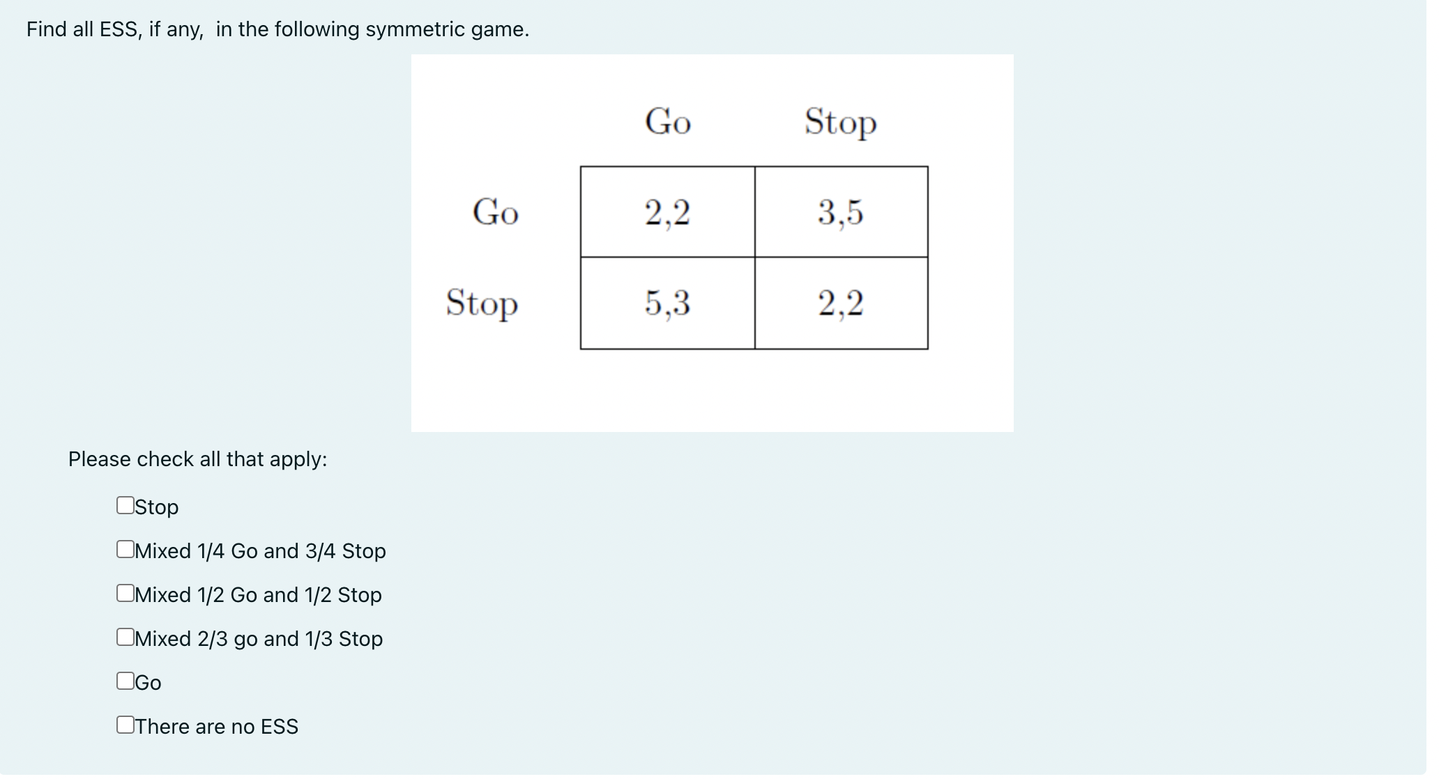 Solved Find all ESS, if any, in the following symmetric | Chegg.com