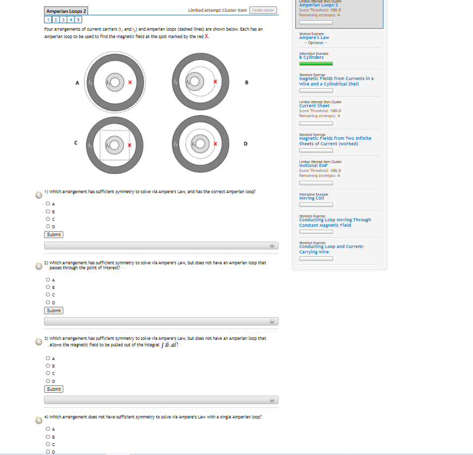 Solved Amperian Loops 2 Limited Attempt Cluster Item Grade | Chegg.com Solved Amperian Loops 2 Limited Attempt Cluster Item Grade | Chegg.com