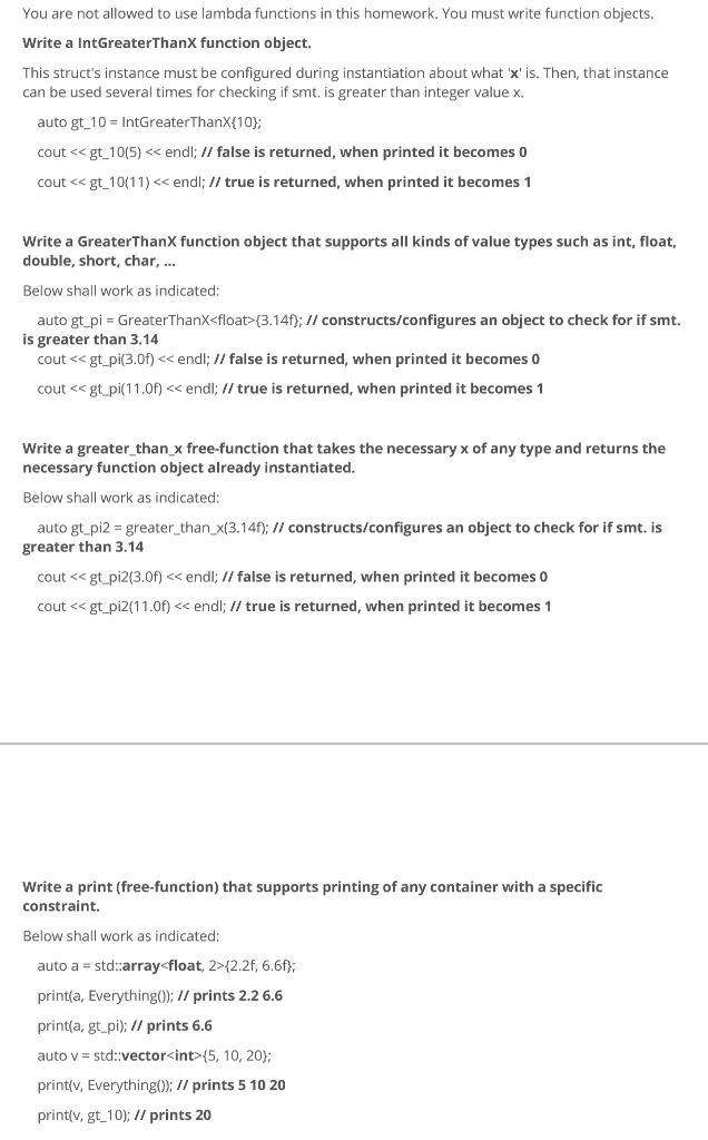 Solved You are not allowed to use lambda functions in this | Chegg.com
