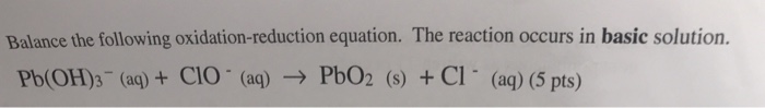 Solved Balance the following oxidation-reduction equation. | Chegg.com