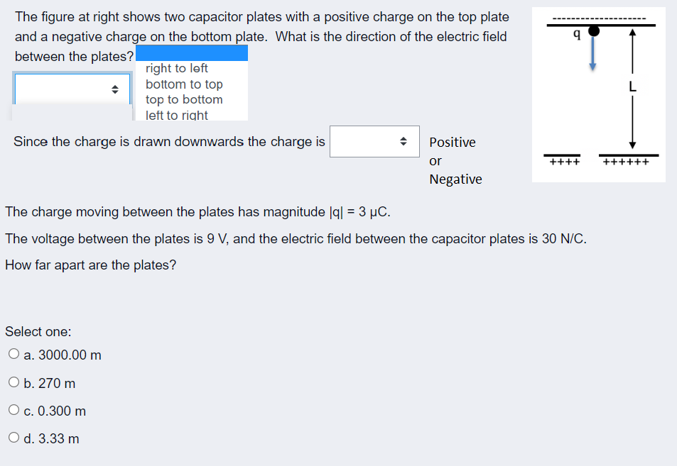 Solved 9 L The figure at right shows two capacitor plates | Chegg.com
