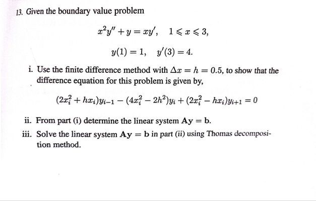 Solved 13. Given the boundary value problem | Chegg.com