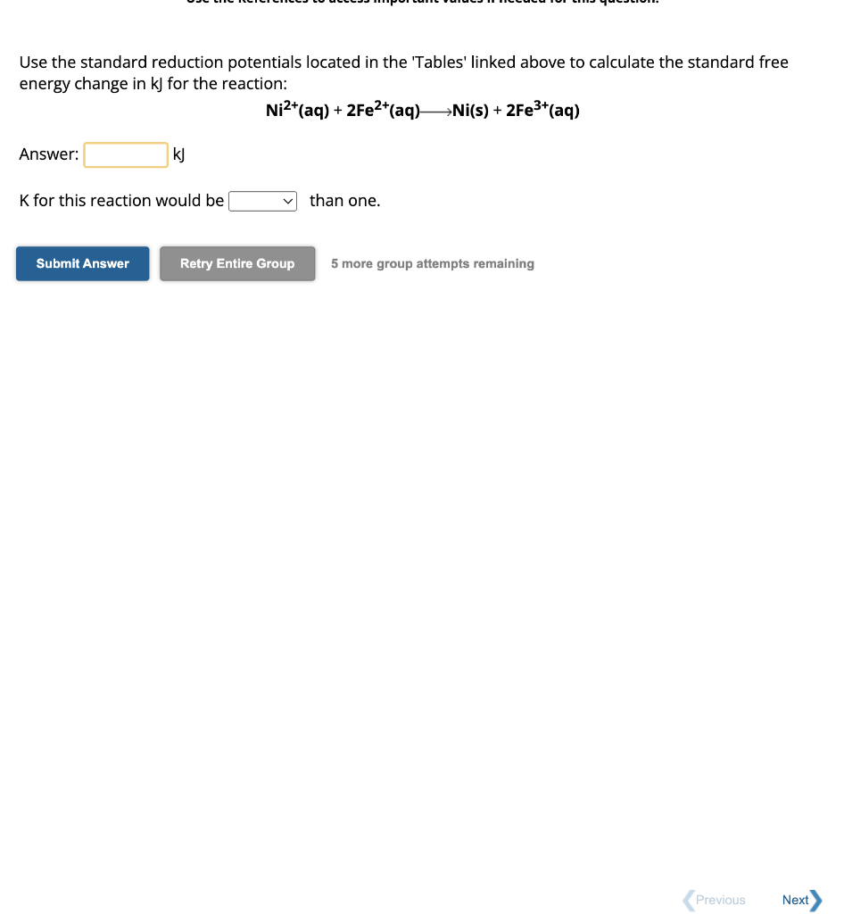 Solved Use the standard reduction potentials located in the | Chegg.com