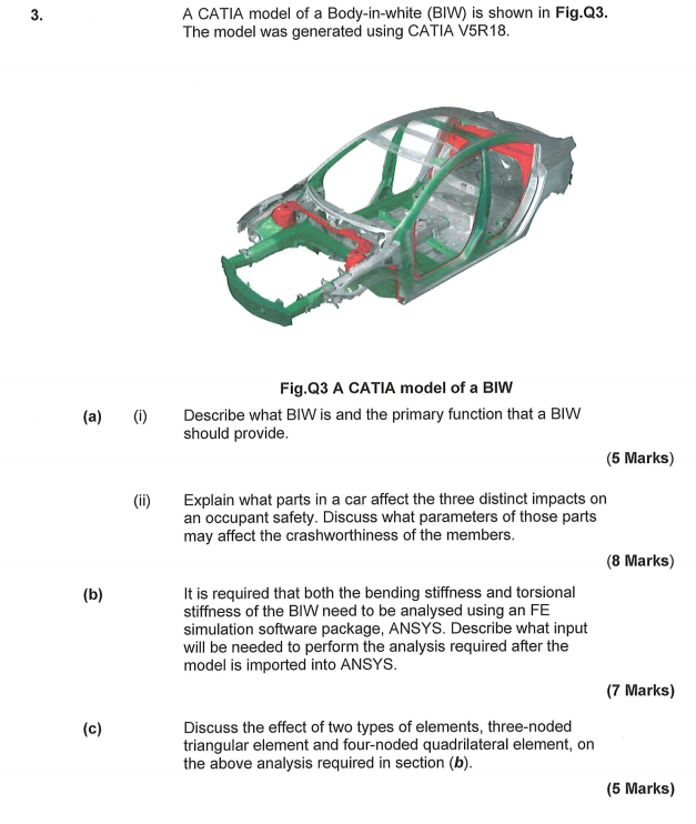 A CATIA model of a Body-in-white (BIW) is shown in | Chegg.com