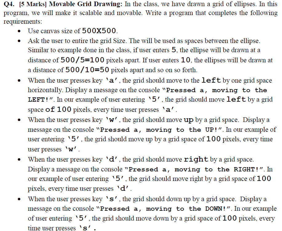 Solved Q4. [5 Marks] Movable Grid Drawing: In the class, we | Chegg.com