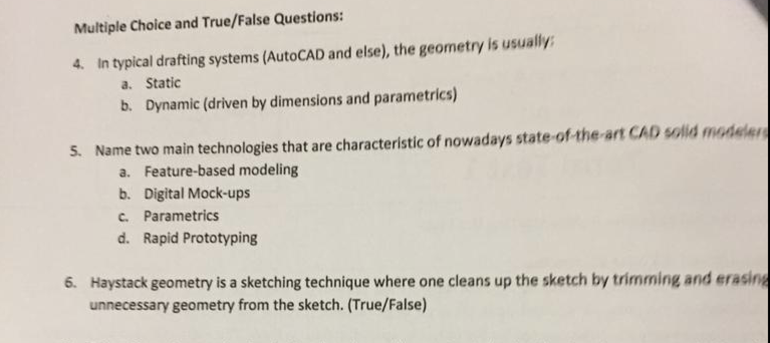 Solved Multiple Choice and True/False Questions: 4. In | Chegg.com