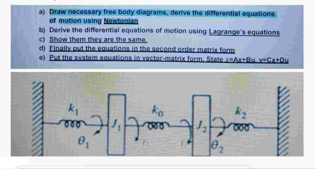 Solved a) ﻿Draw necessary free body diagrams, derive the | Chegg.com