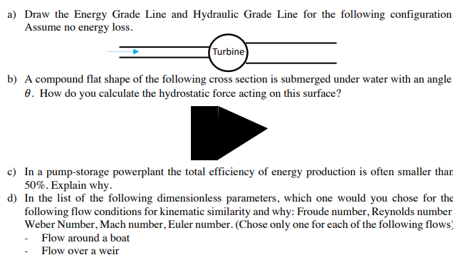 Solved a) Draw the Energy Grade Line and Hydraulic Grade | Chegg.com