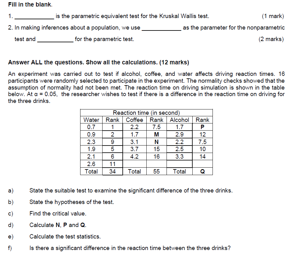 Solved Fill in the blank. 1. 2. In making inferences about a | Chegg.com