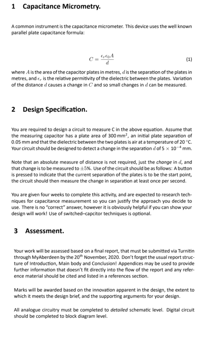 1 Capacitance Micrometry. A common instrument is the | Chegg.com