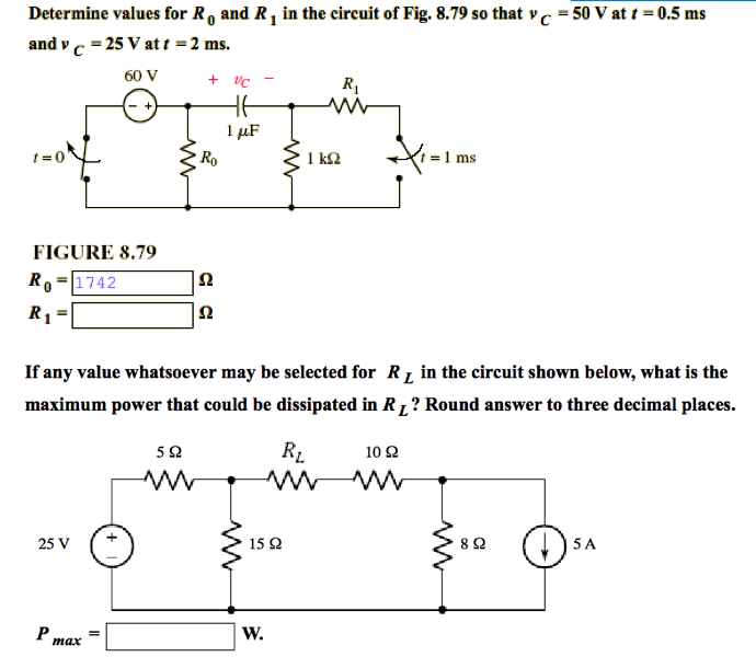 Solved Determine values for Ro and R1 in the circuit of Fig. | Chegg.com