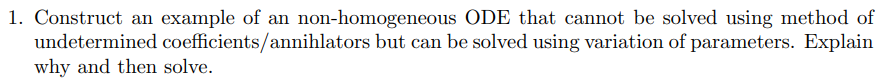Solved 1 Construct An Example Of An Non Homogeneous Ode 7651